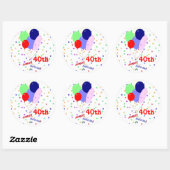 Colorful Happy 40th Birthday Balloons Classic Round Sticker | Zazzle