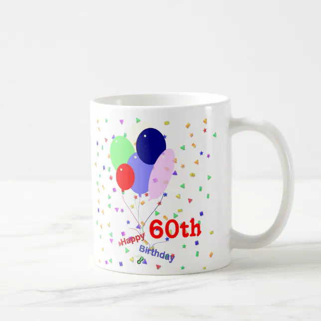 Colorful Happy 60th Birthday Balloons Coffee Mug | Zazzle