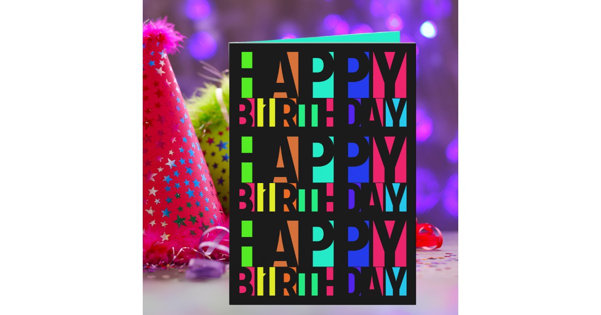 Colorful Happy Birthday and Many More Card | Zazzle