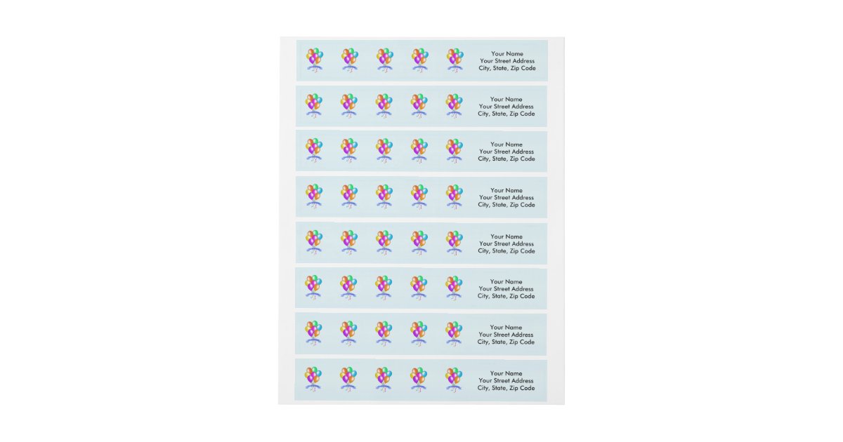 Colorful Happy Birthday Balloons Banner Party Wrap Around Label | Zazzle
