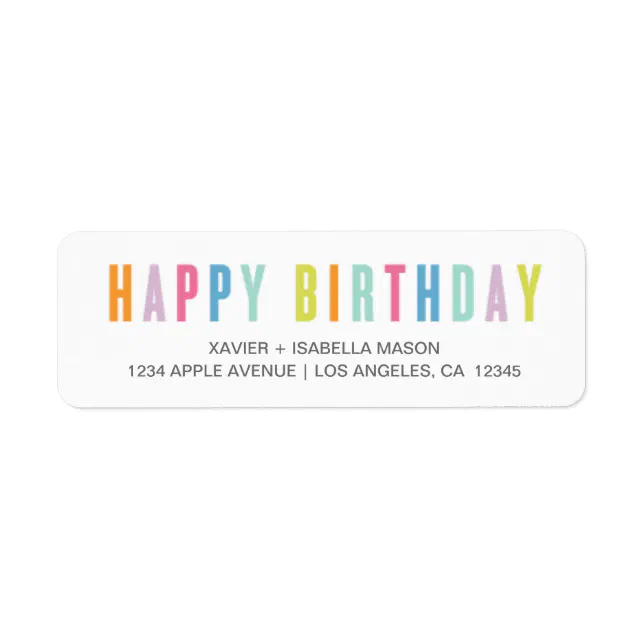 Colorful Happy Birthday Label | Zazzle