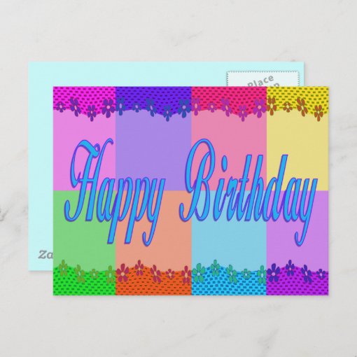 Colorful Happy Birthday Postcard | Zazzle