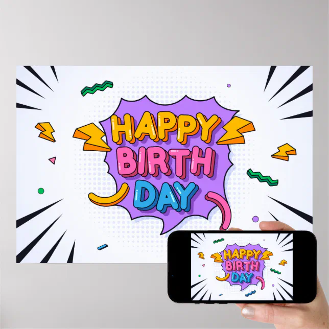 Colorful Happy Birthday Poster | Zazzle