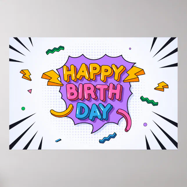 Colorful Happy Birthday Poster | Zazzle
