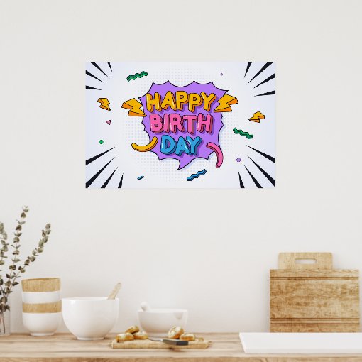 Colorful Happy Birthday Poster | Zazzle