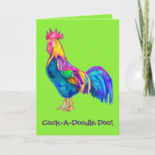 Colorful Happy Birthday Rooster Card | Zazzle.com