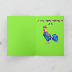 Colorful Happy Birthday Rooster Card | Zazzle