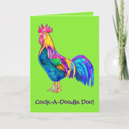 Colorful Happy Birthday Rooster Card | Zazzle