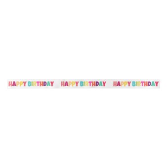 Colorful Happy Birthday Satin Ribbon | Zazzle