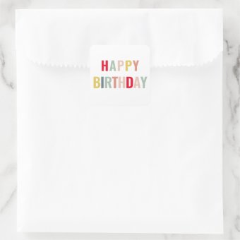 Colorful Happy Birthday Square Sticker | Zazzle