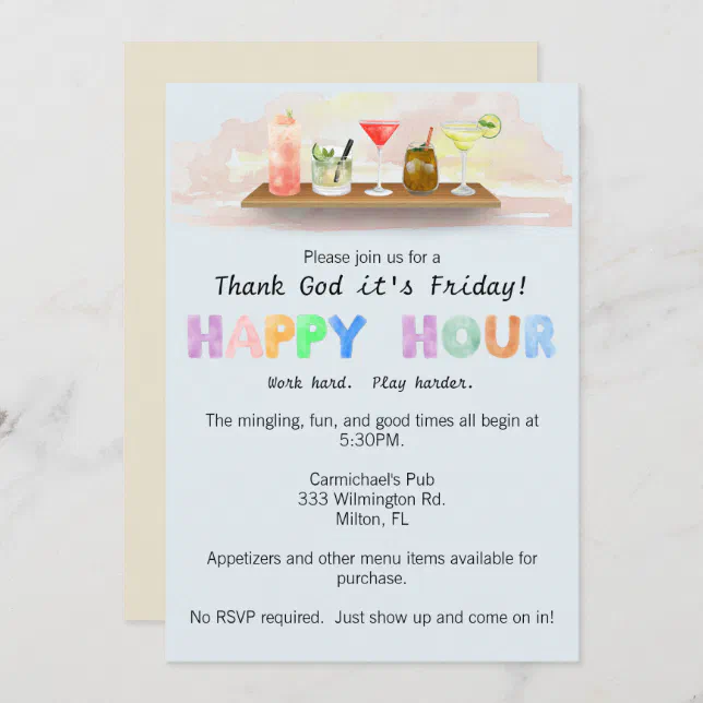 Colorful Happy Hour Invitation | Zazzle