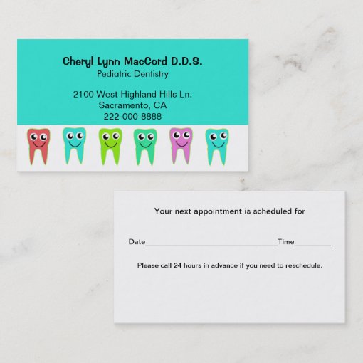 Colorful Happy Teeth Custom Dentist Business Card | Zazzle
