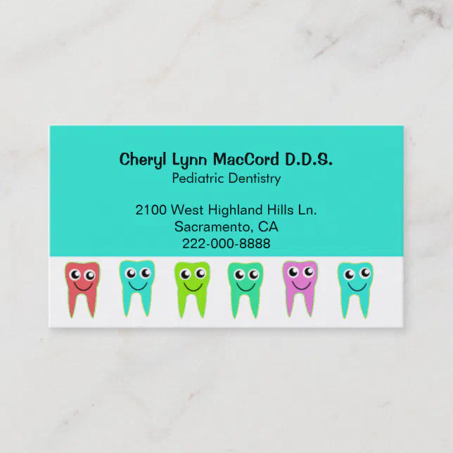 Colorful Happy Teeth Custom Dentist Business Card | Zazzle