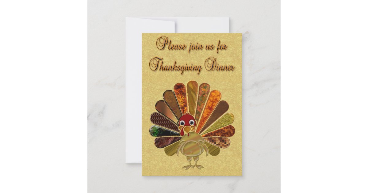 Colorful Happy Thanksgiving Turkey Invitation | Zazzle