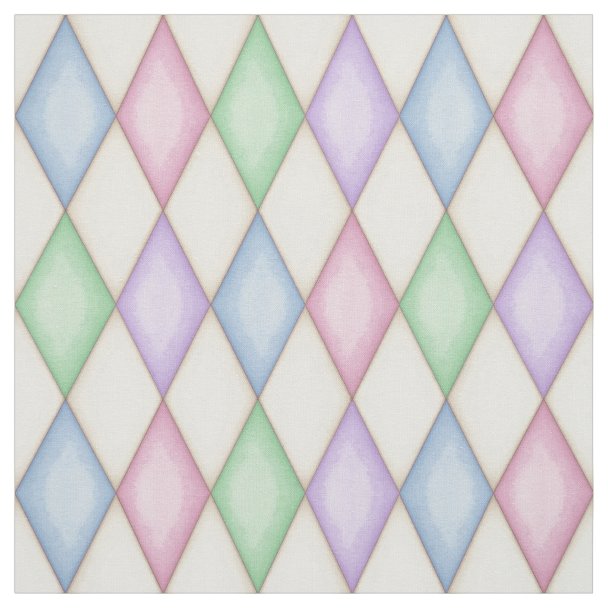 Pink Harlequin Diamond Pattern Fabric | Zazzle