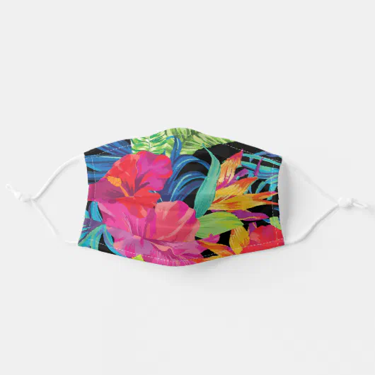 Colorful Hawaiian Island Tropical Hibiscus Print Adult Cloth Face Mask ...