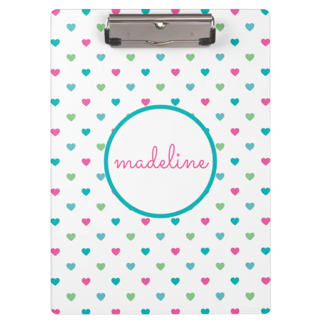 Colorful Heart Polka Dot Clipboard | Zazzle