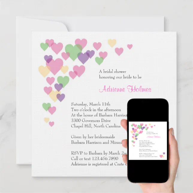 Colorful Hearts Invitation | Zazzle
