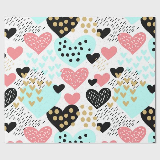 Colorful Hearts Wrapping Paper | Zazzle
