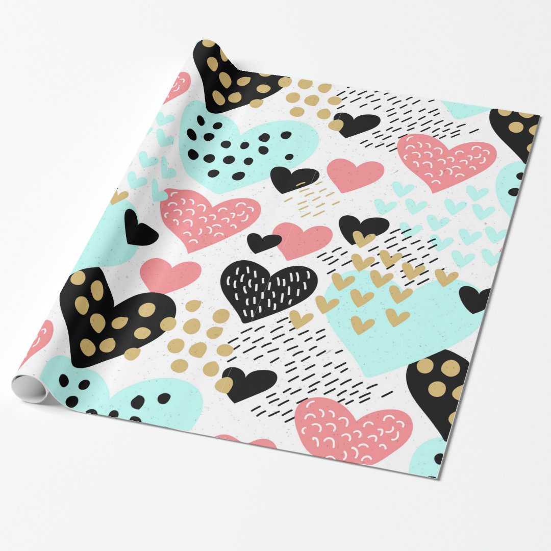 Colorful Hearts Wrapping Paper | Zazzle