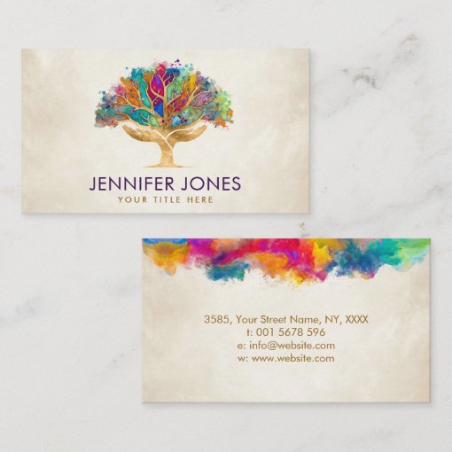 Colorful Helping Hands Tree Business Card | Zazzle