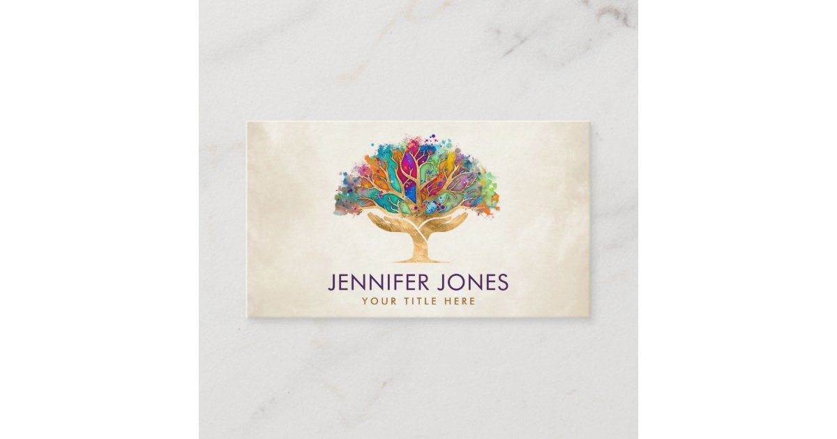 Colorful Helping Hands Tree Business Card | Zazzle