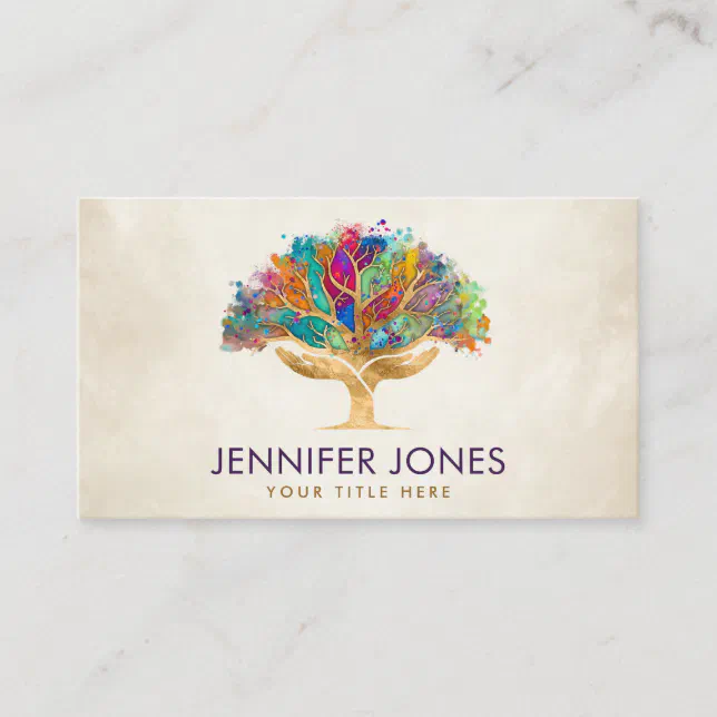 Colorful Helping Hands Tree Business Card | Zazzle