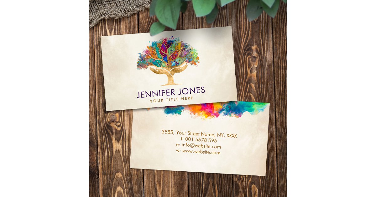 Colorful Helping Hands Tree Business Card | Zazzle