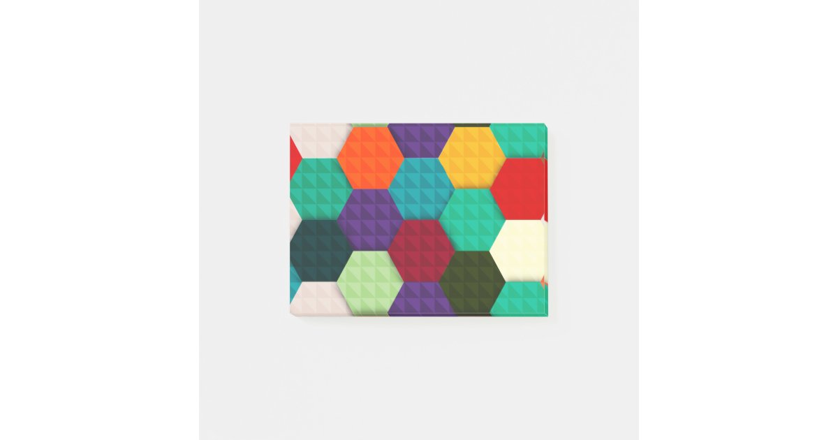 Colorful hexagonal pattern post-it notes | Zazzle