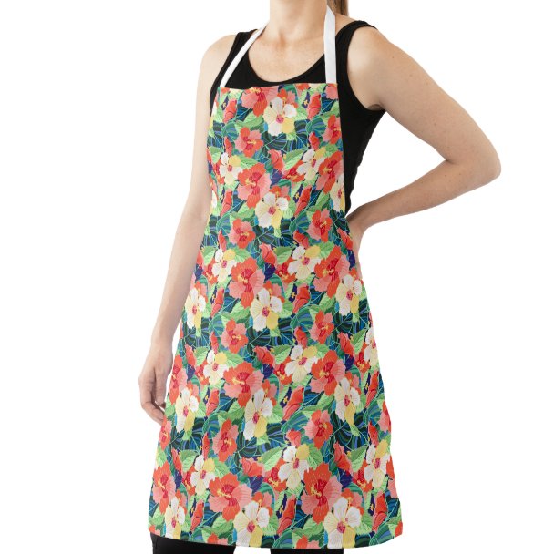 Colorful Hibiscus Pattern Fabric | Zazzle