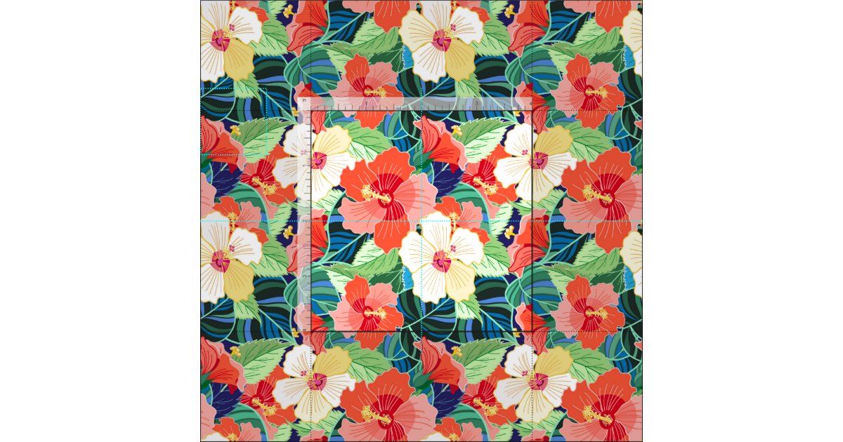 Colorful Hibiscus Pattern Fabric | Zazzle