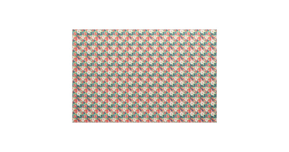 Colorful Hibiscus Pattern Fabric | Zazzle