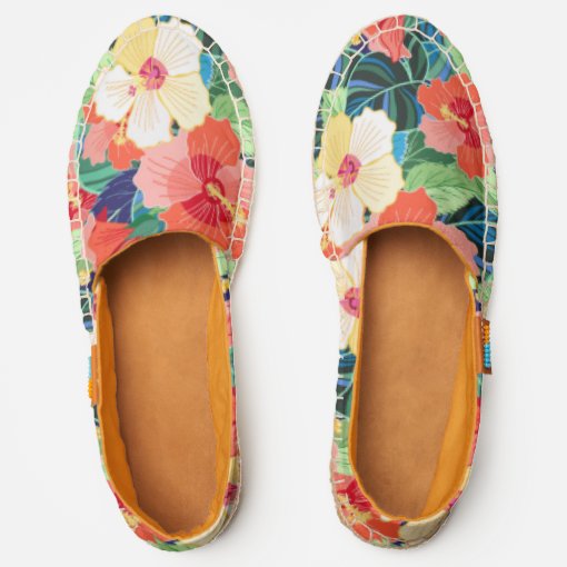 Colorful Hibiscus Pattern | Monogram Espadrilles | Zazzle