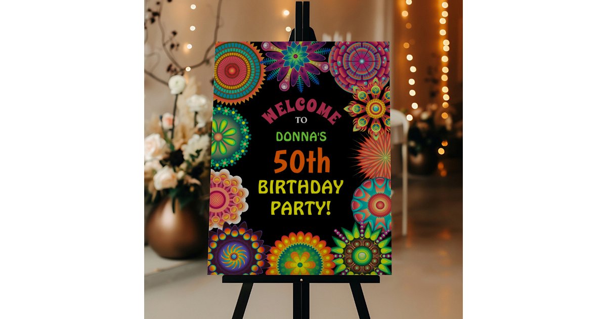 Colorful Hippie 70's Birthday Welcome Sign | Zazzle