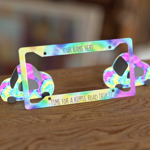 Colorful Hippie Tie Dye License Plate Frame | Zazzle