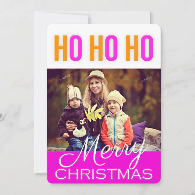 Colorful Ho Ho Ho Christmas Greetings Photo Card | Zazzle