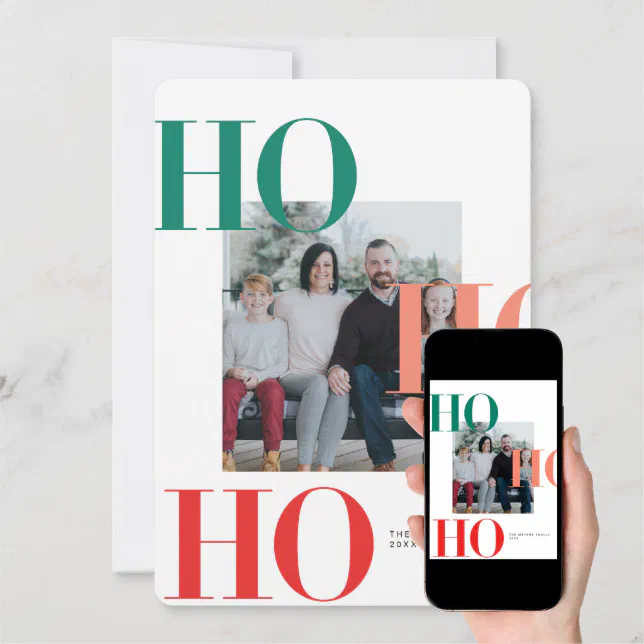 Colorful Ho Ho Ho Holiday Card | Zazzle