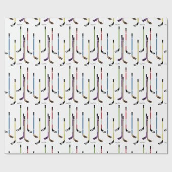 Colorful Hockey Sticks Wrapping Paper | Zazzle