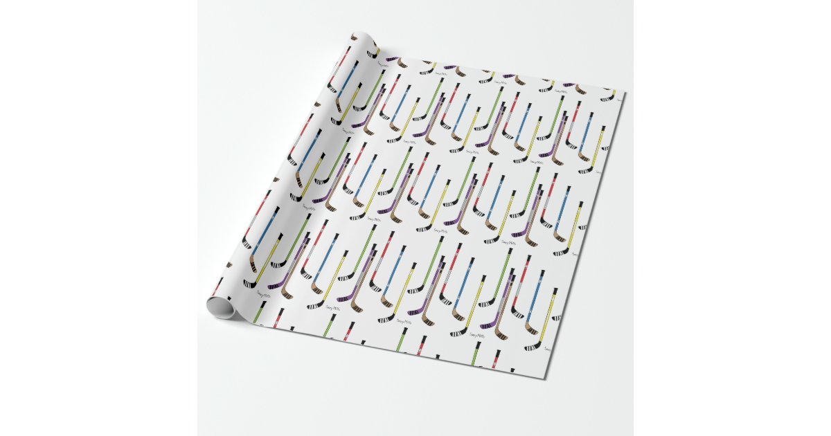 Colorful Hockey Sticks Wrapping Paper | Zazzle