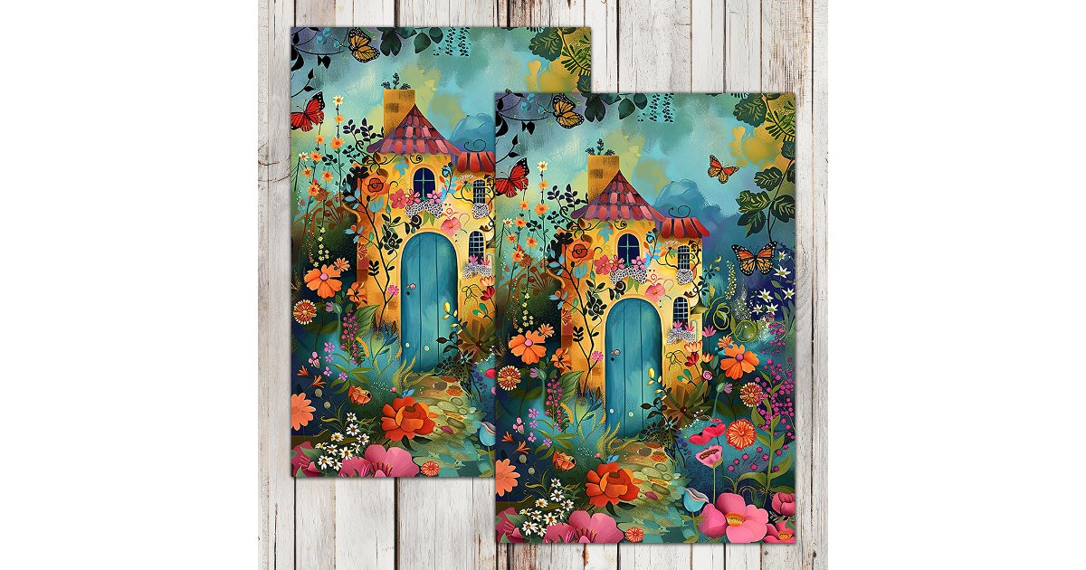 COLORFUL HOME IN SPRING GARDEN DECOUPAGE TISSUE PAPER | Zazzle