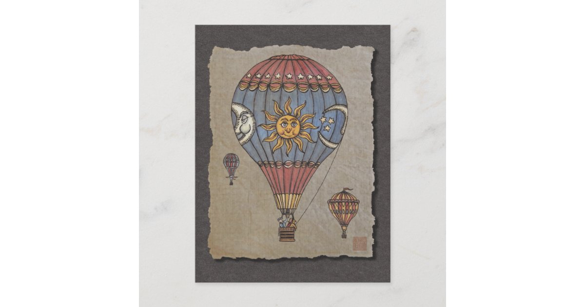 Colorful Hot Air Balloon Postcard | Zazzle