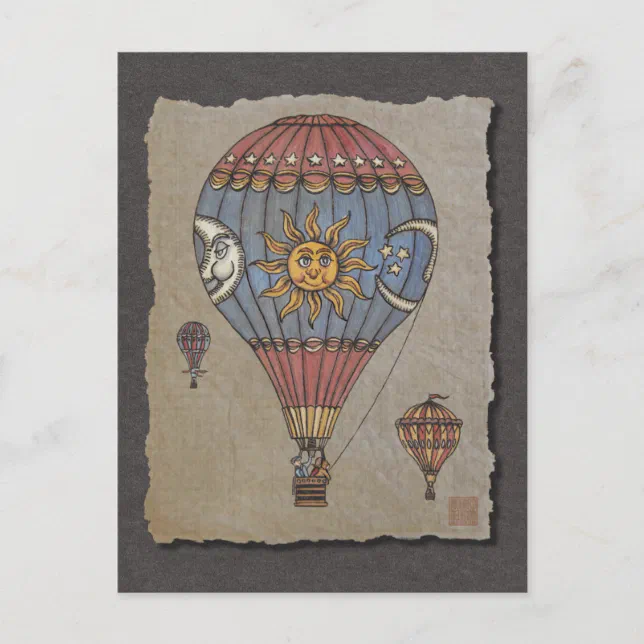 Colorful Hot Air Balloon Postcard | Zazzle