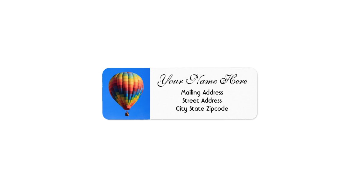 Colorful Hot Air Balloon Return Address Label | Zazzle
