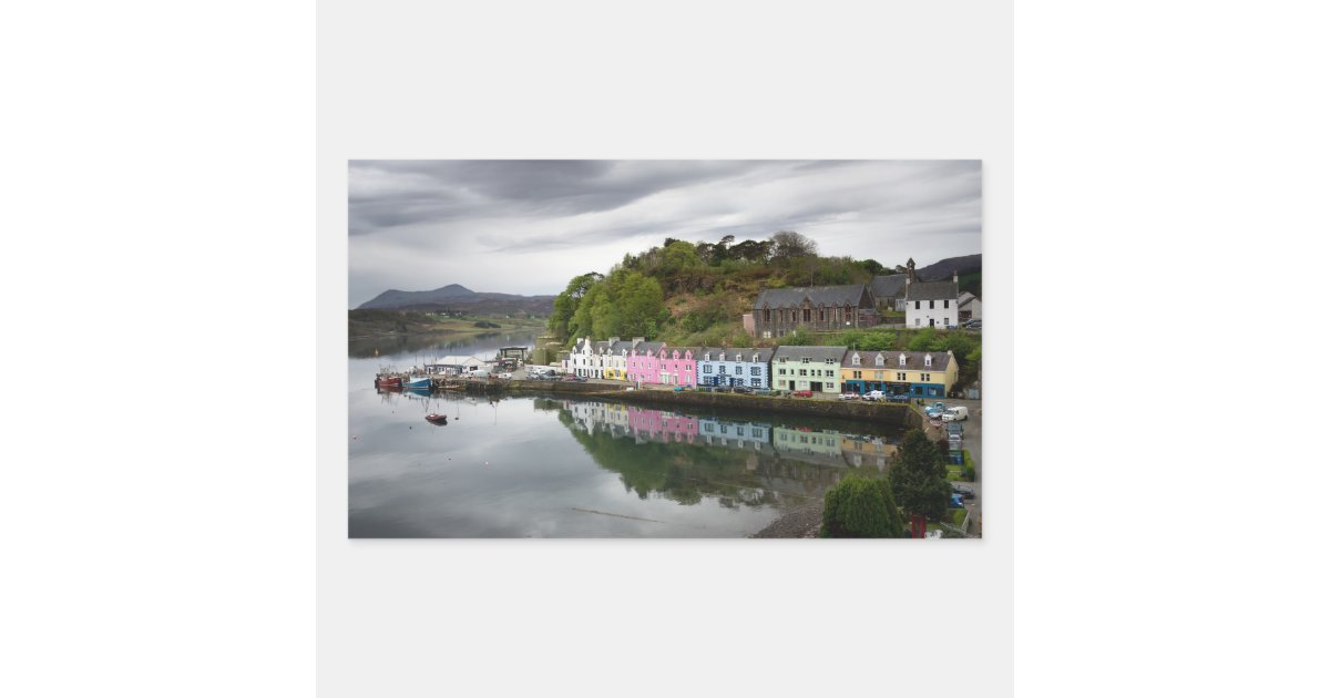 Colorful houses in Portree, Skye Rectangular Sticker | Zazzle