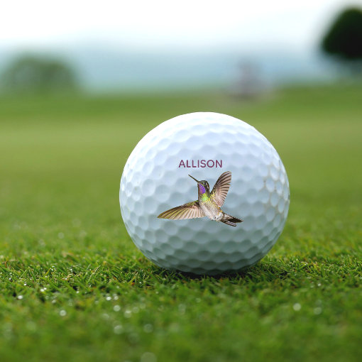 Colorful Hummingbird Flying Monogram Name Golf Balls | Zazzle