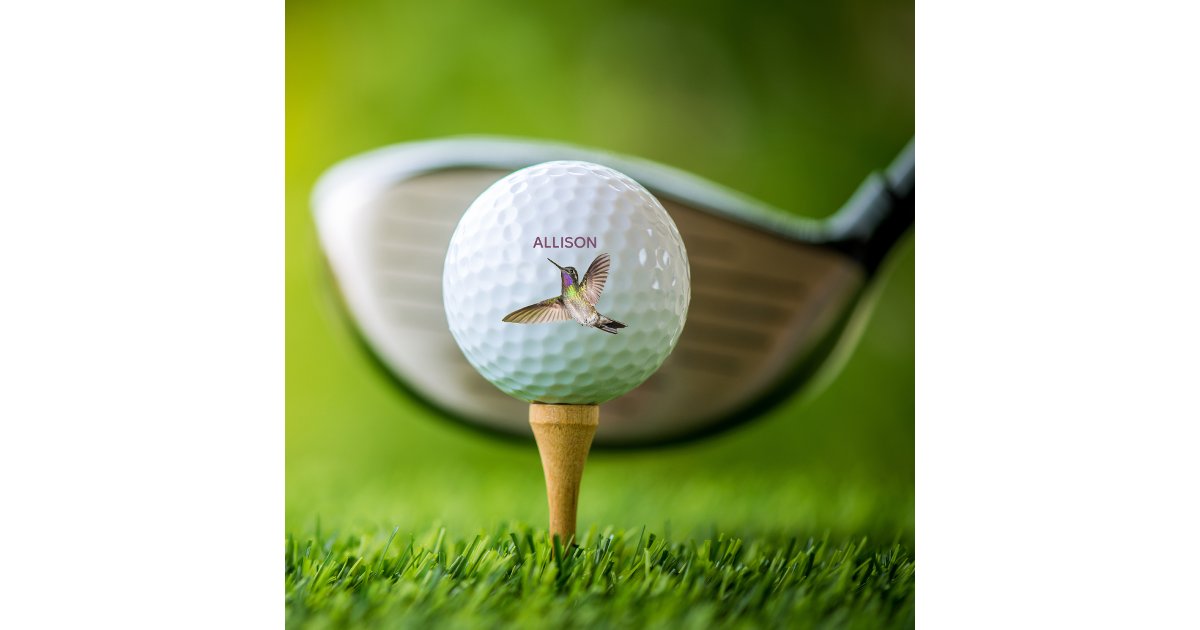 Colorful Hummingbird Flying Monogram Name Golf Balls | Zazzle