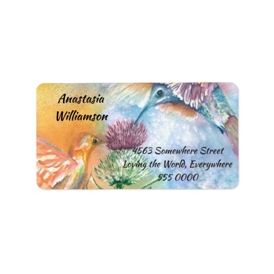 COLORFUL HUMMINGBIRDS ADDRESS LABEL | Zazzle.com
