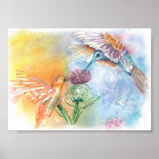 Colorful Hummingbirds Poster | Zazzle