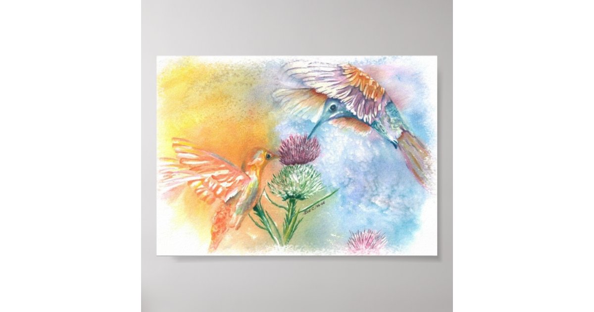 Colorful Hummingbirds Poster | Zazzle