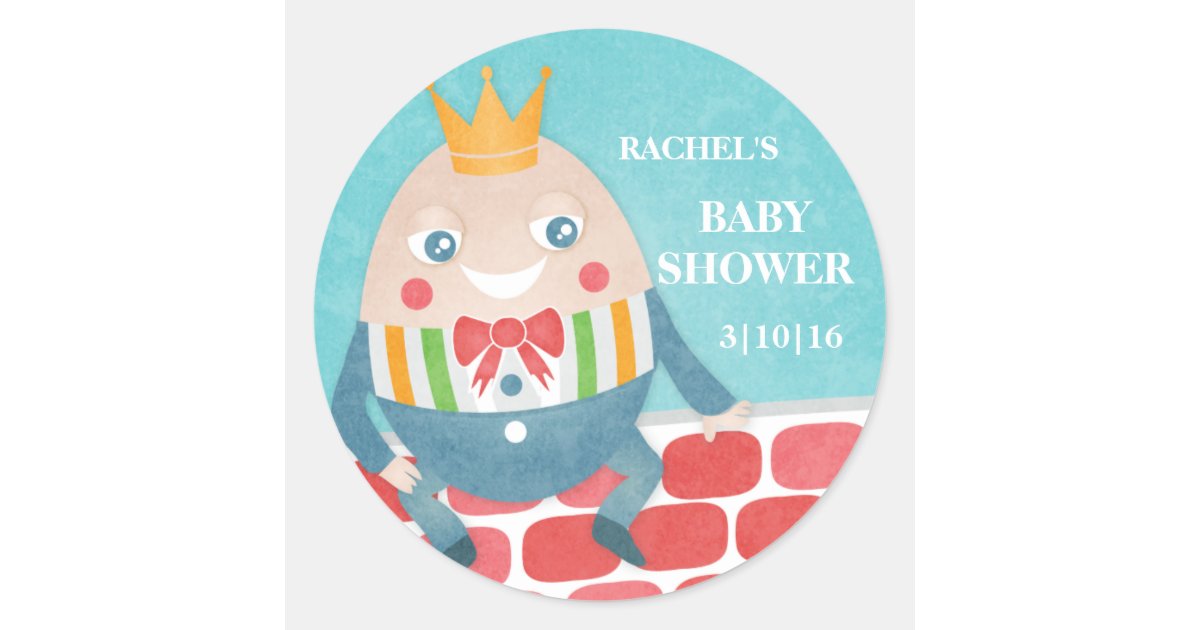 Colorful Humpty Dumpty Baby Shower Stickers | Zazzle